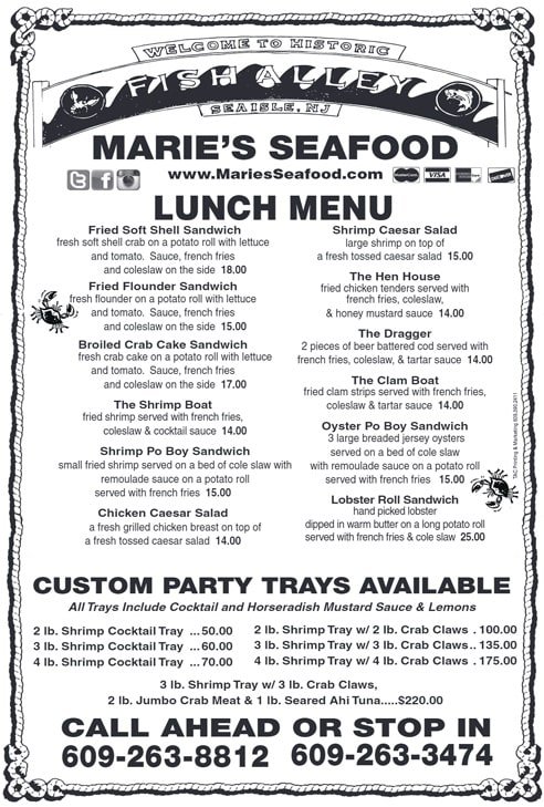 Menu – Maries Seafood